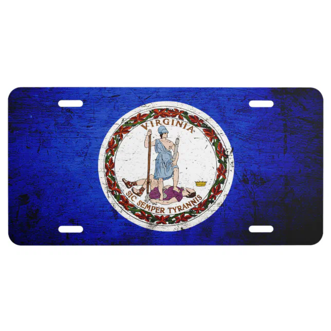 Black Grunge Virginia State Flag License Plate | Zazzle