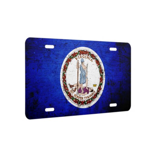 Black Grunge Virginia State Flag License Plate | Zazzle