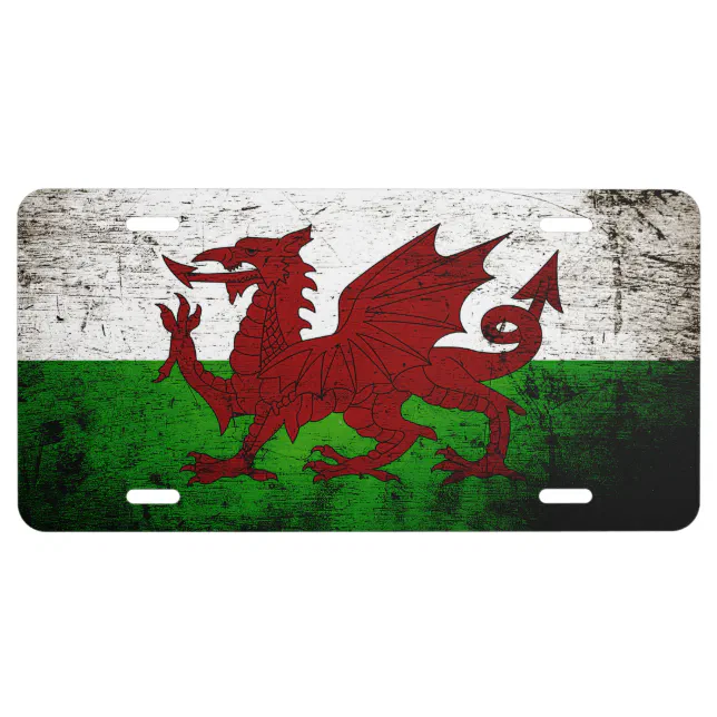 Black Grunge Wales Flag License Plate | Zazzle
