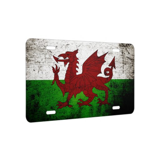 Black Grunge Wales Flag License Plate | Zazzle