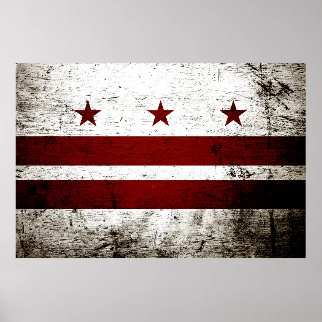 Black Grunge Washington DC Flag Poster | Zazzle