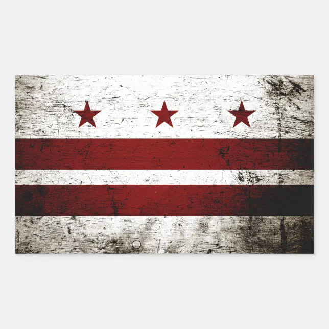 Black Grunge Washington DC Flag Rectangular Sticker | Zazzle