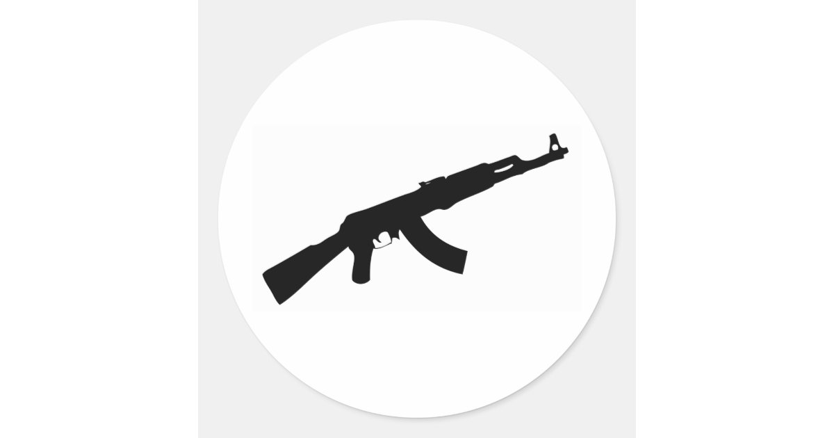 black gun ak 47 icon classic round sticker | Zazzle.com