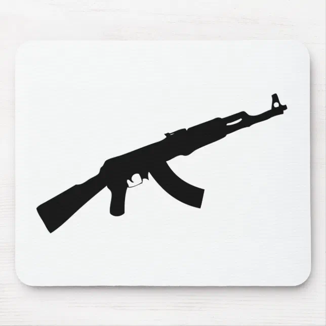 black gun ak 47 icon mouse pad | Zazzle
