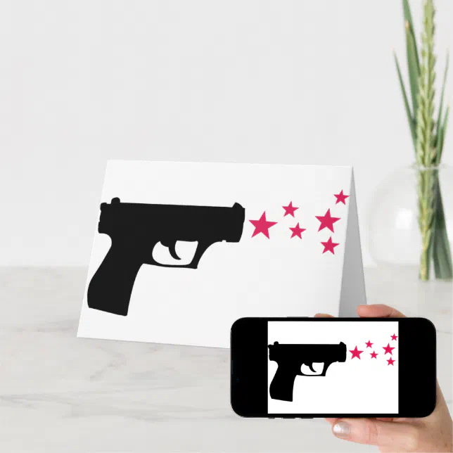 black gun star pistol stars card | Zazzle