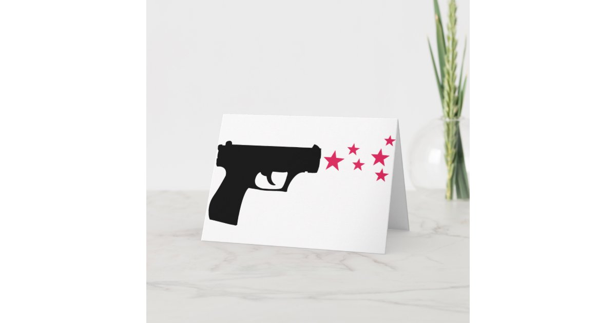 black gun star pistol stars card | Zazzle