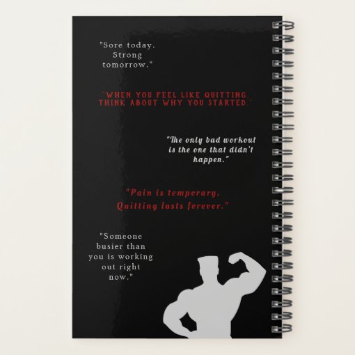 black gym bodybuilding back motivation quote planner | Zazzle