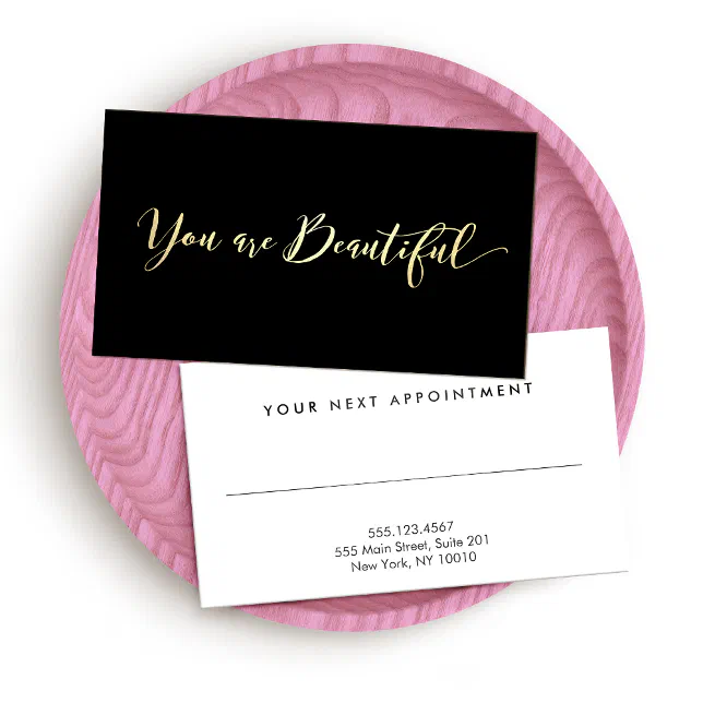 Black Hair Salon Appointment Reminder Gold Script | Zazzle