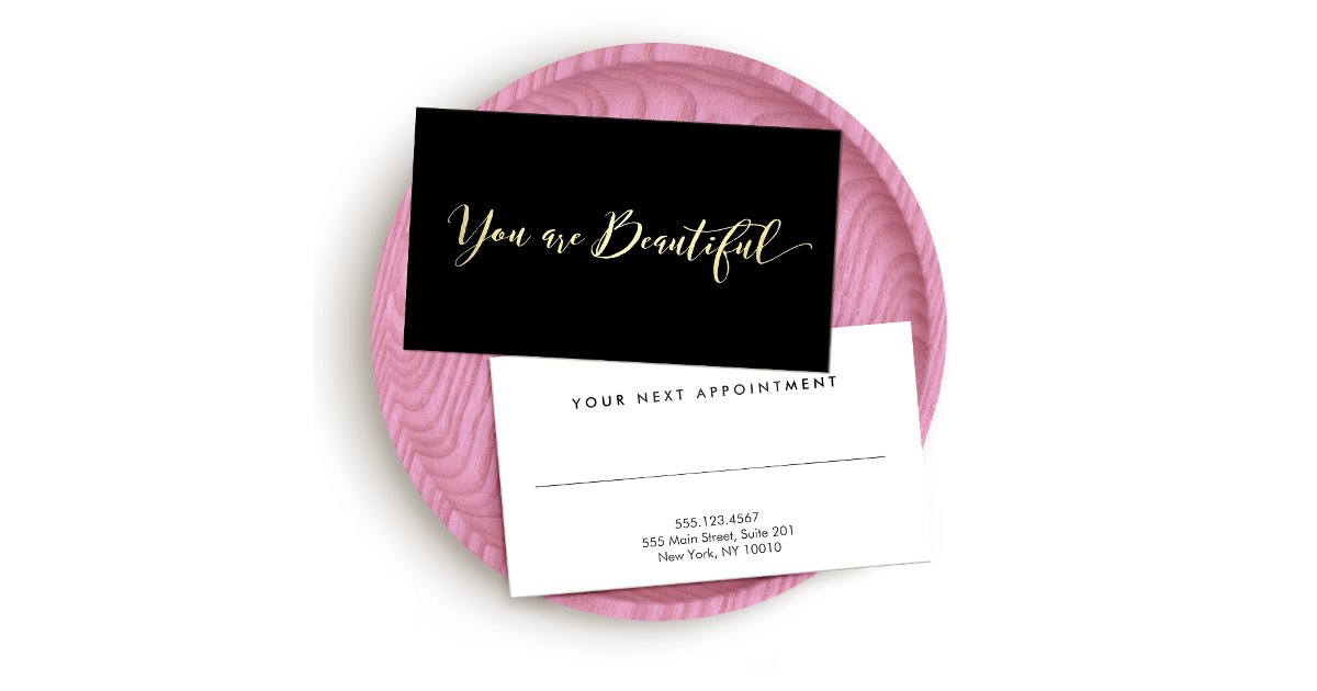 Black Hair Salon Appointment Reminder Gold Script | Zazzle