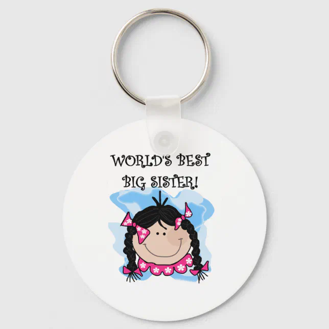 Black Haired World's Best Big Sister Keychain | Zazzle