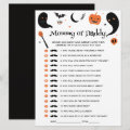 Black Halloween Baby Shower Guess Who Game Card | Zazzle