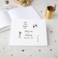 Black Hand Drawn Illustrations Doodles Wedding Guest Book | Zazzle