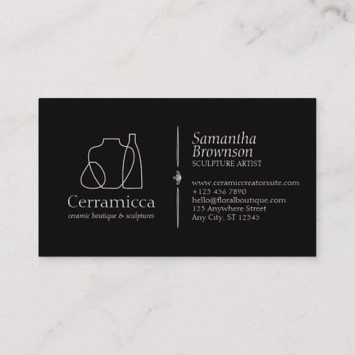Black Handmade Porcelain Sculpture Vase Ceramic Business Card | Zazzle