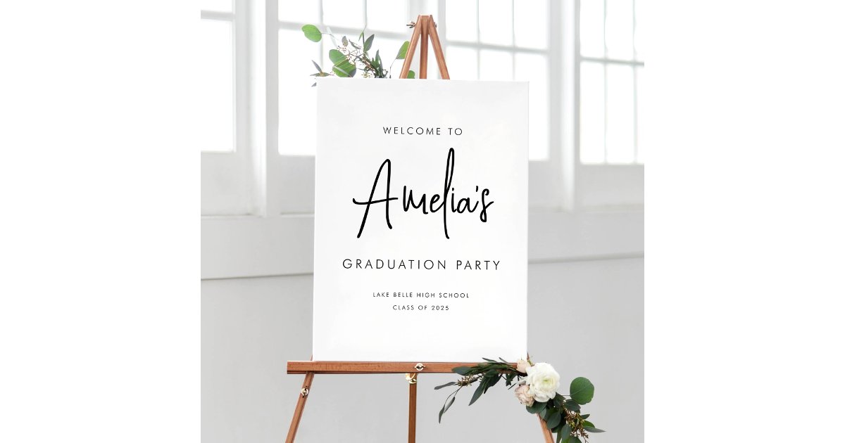 Black Handwritting Graduation Party Welcome Poster | Zazzle