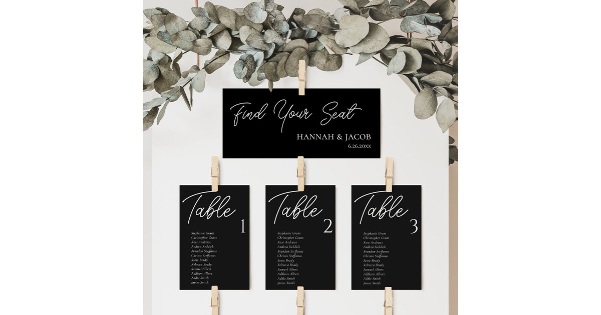 Black Hanging Seating Chart Welcome Header | Zazzle