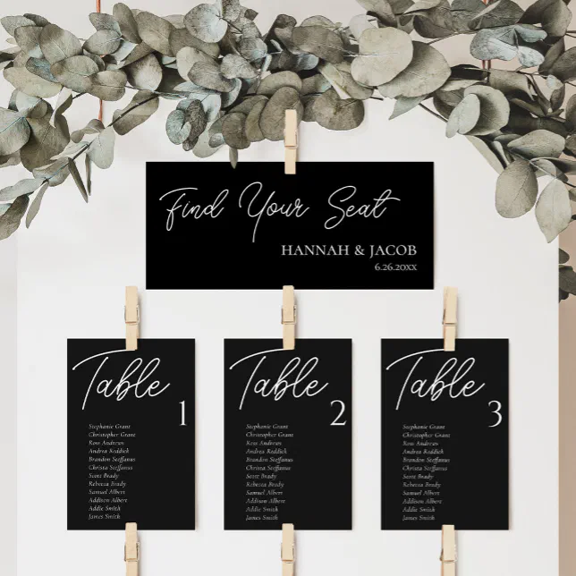 Black Hanging Seating Chart Welcome Header | Zazzle