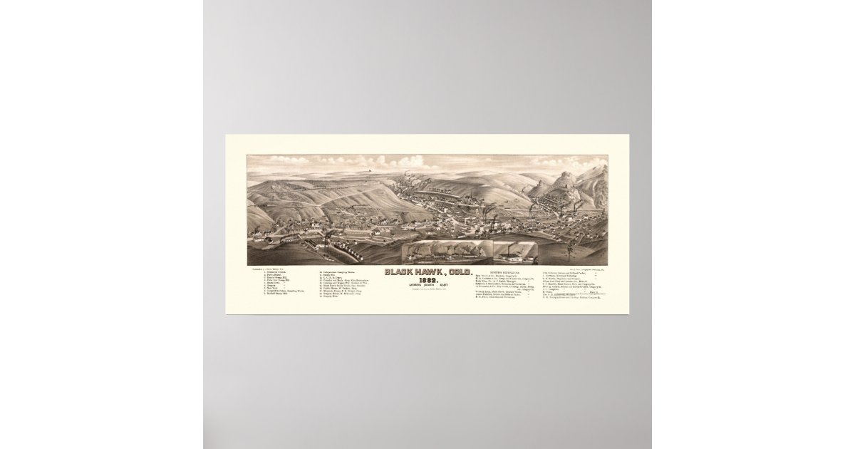 Black Hawk, CO Panoramic Map - 1882 Poster | Zazzle