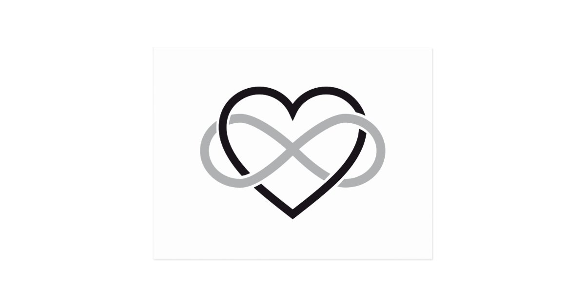 Black heart with infinity sign postcard | Zazzle.com