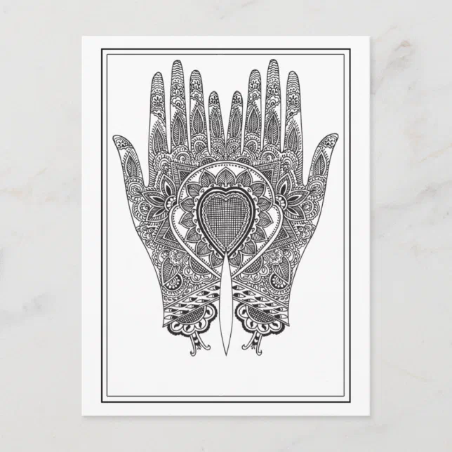 Black Henna Hands Postcard | Zazzle
