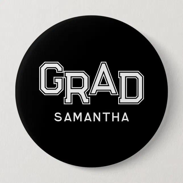 Black High School Grad Custom Name Graduation Button | Zazzle