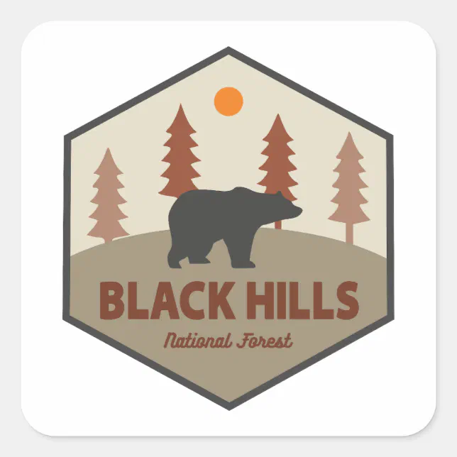 Black Hills National Forest Bear Square Sticker | Zazzle