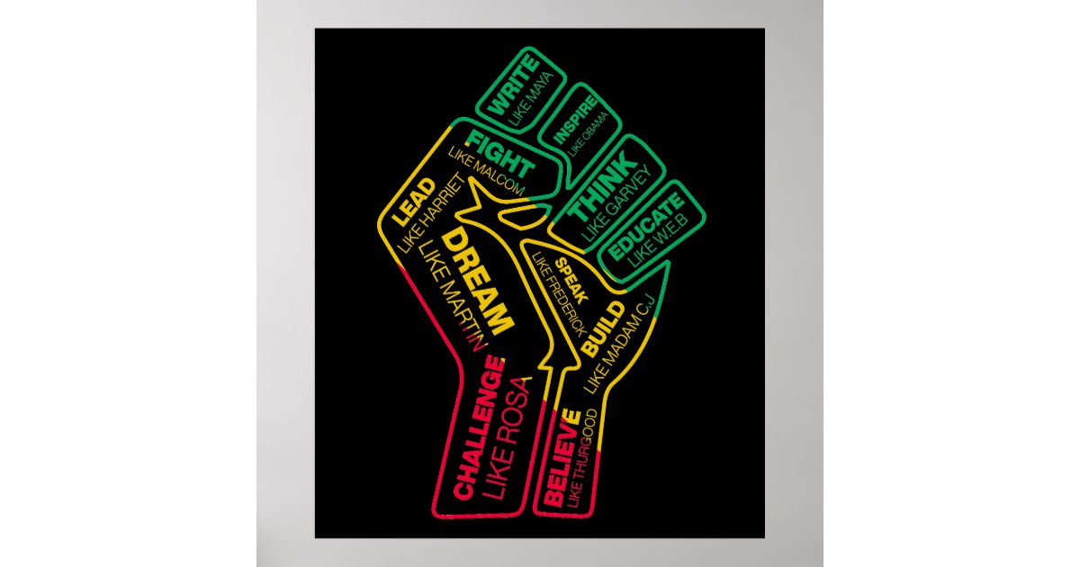 Black history hero's motivational fist poster | Zazzle