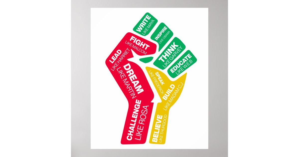 Black history hero's motivational fist poster | Zazzle