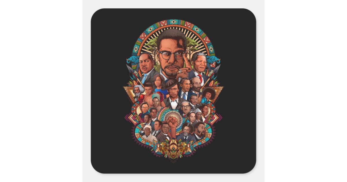Black History Leaders Collage Inspirational Africa Square Sticker | Zazzle