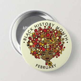 Black History Month, beautiful woman retro Button | Zazzle