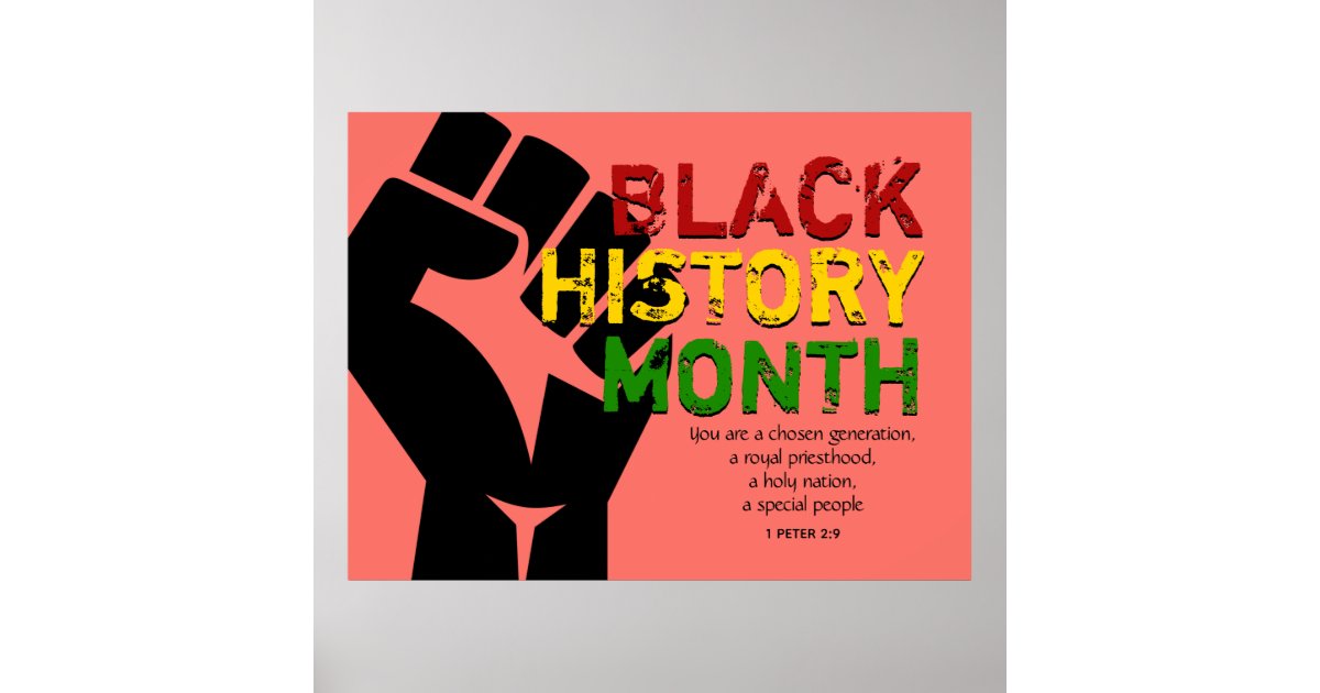 BLACK HISTORY MONTH Christian Scripture CORAL Poster | Zazzle