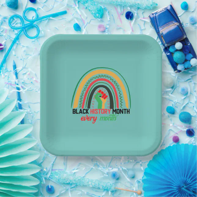 Black History Month Every Month Patriotic African Paper Plates | Zazzle