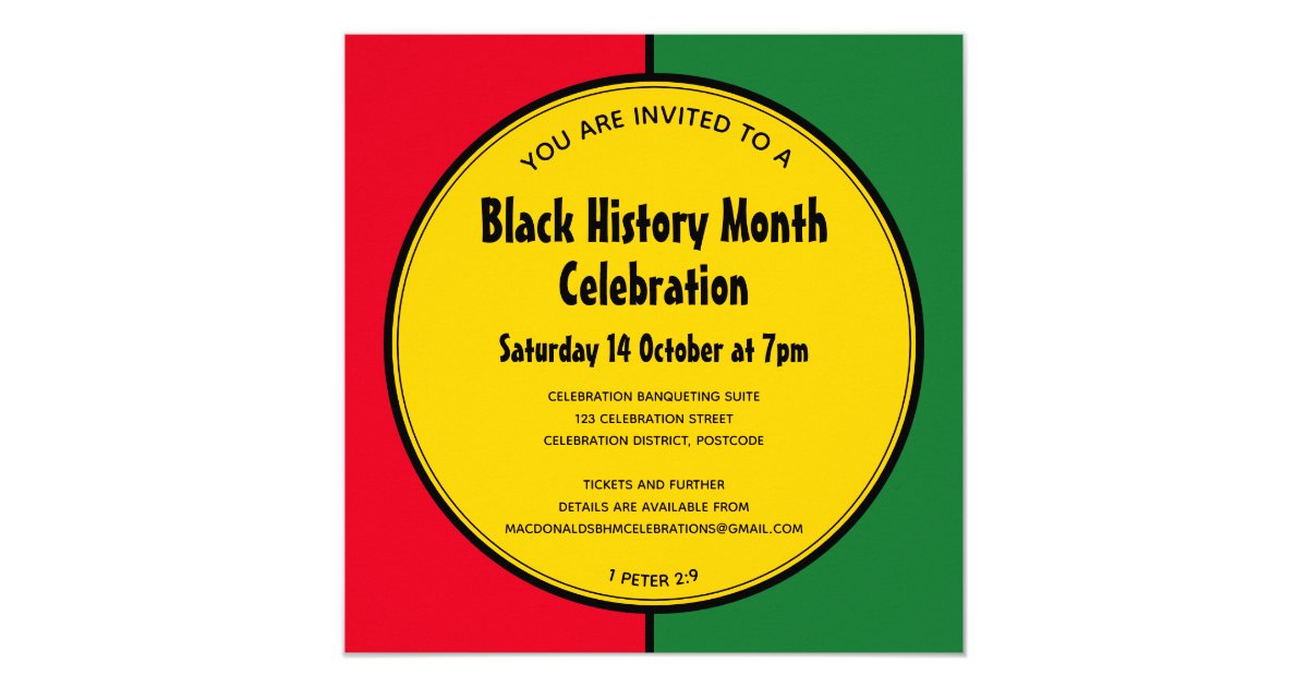 BLACK HISTORY MONTH Personalized Event Invitation | Zazzle.com