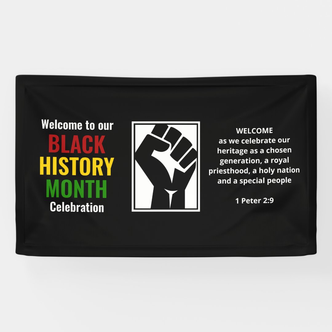 BLACK HISTORY MONTH Welcome Celebration Power Fist Banner | Zazzle