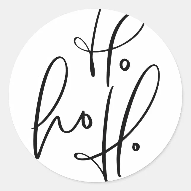 Black Ho Ho Ho Modern Calligraphy Christmas Classic Round Sticker | Zazzle