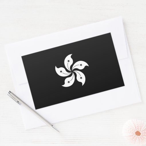Black Hong Kong Orchid Flower Regional Flag Rectangular Sticker | Zazzle