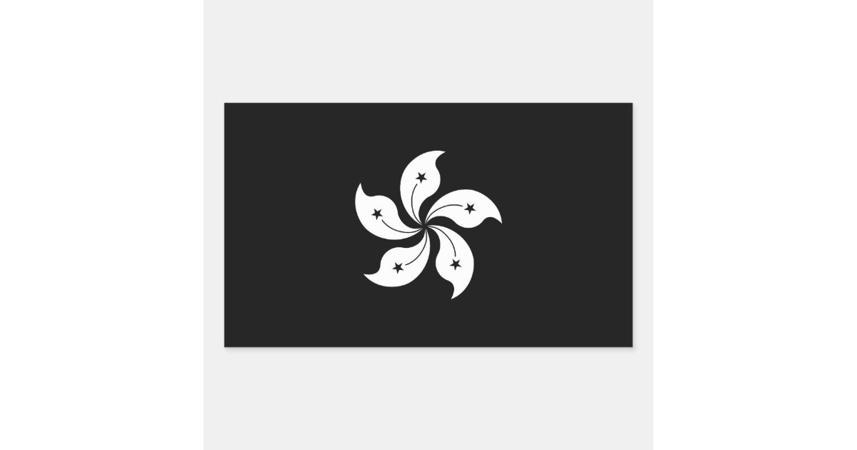 Black Hong Kong Orchid Flower Regional Flag Rectangular Sticker | Zazzle