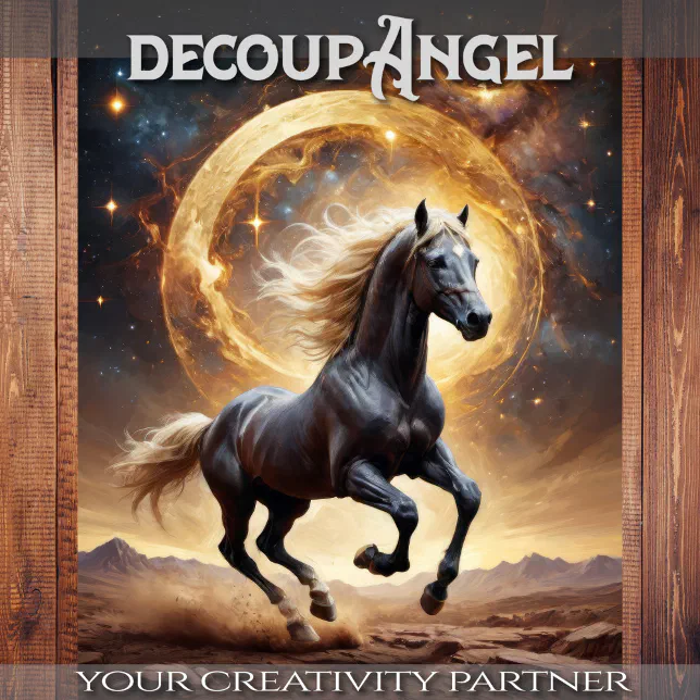 Black Horse Moonlight Majesty - Decoupage - Tissue Paper | Zazzle