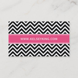 Black & Hot Pink Chevron Custom Monogram Business Card | Zazzle