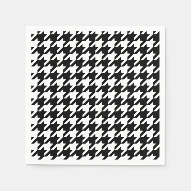 Black Houndstooth Paper Napkins | Zazzle