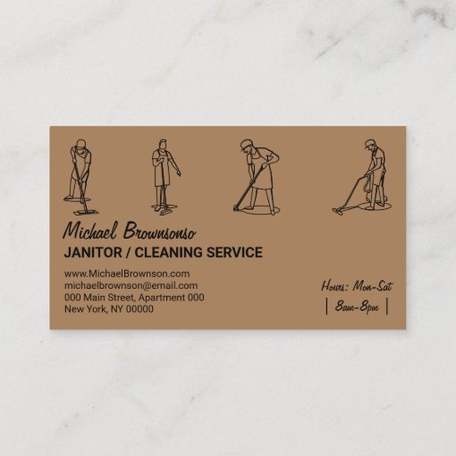 Black House Cleaning Professional Men Janitorial Business Card | Zazzle