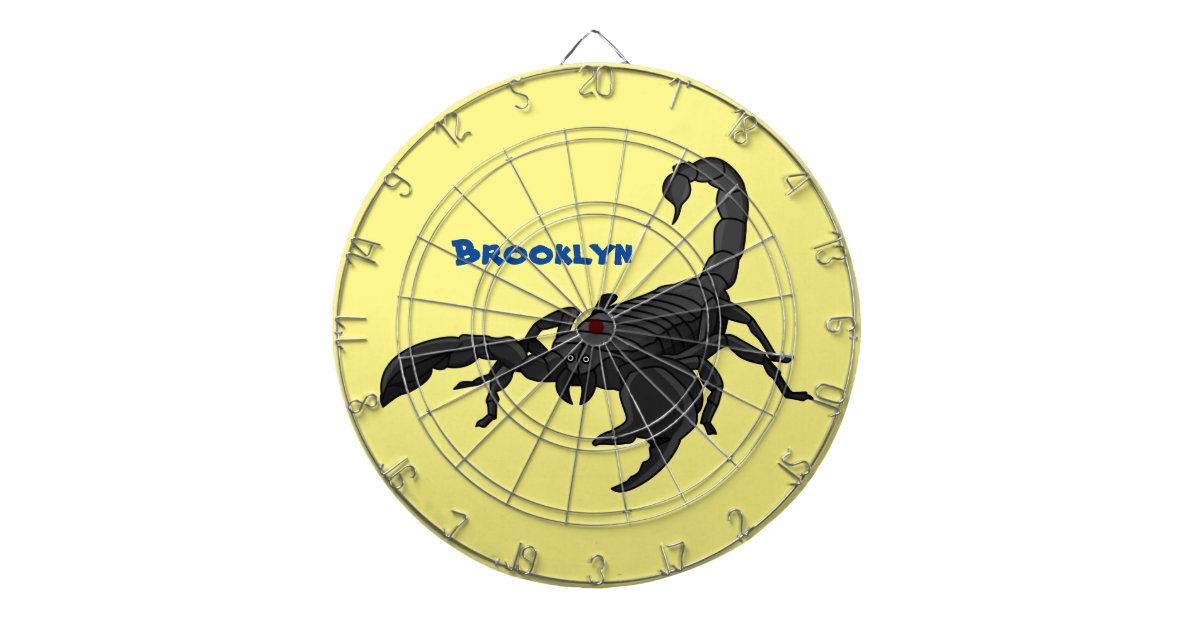 Black hungry scorpion cartoon illustration dart board | Zazzle