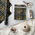 Black, Imitation Gold "50th BIRTHDAY" Wrapping Paper | Zazzle