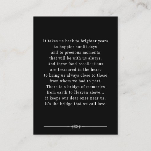 Black In Loving Memory Tree Funeral Memorial Card | Zazzle