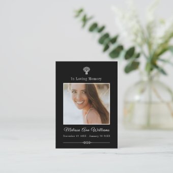 Black In Loving Memory Tree Funeral Memorial Card | Zazzle