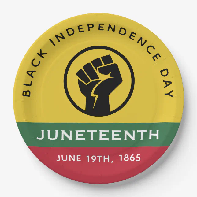Black Independence Day Juneteenth 1865 Curved Text Paper Plates | Zazzle