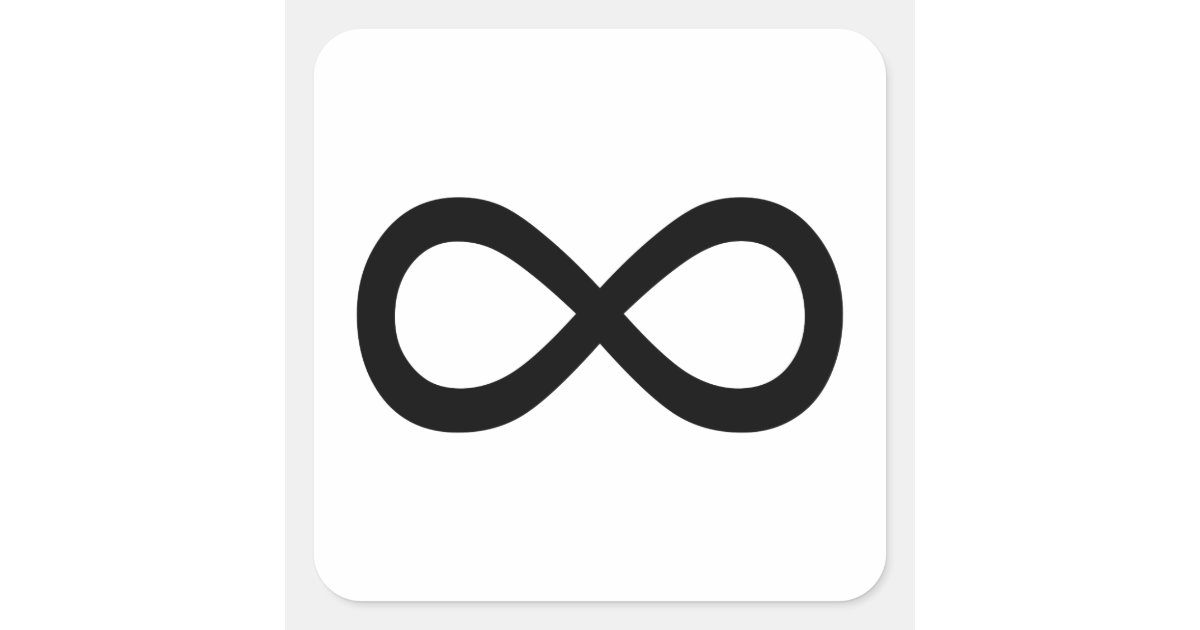 Black Infinity Symbol Square Sticker | Zazzle