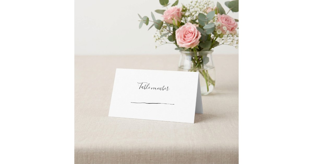 Black ink style reception table number place card | Zazzle