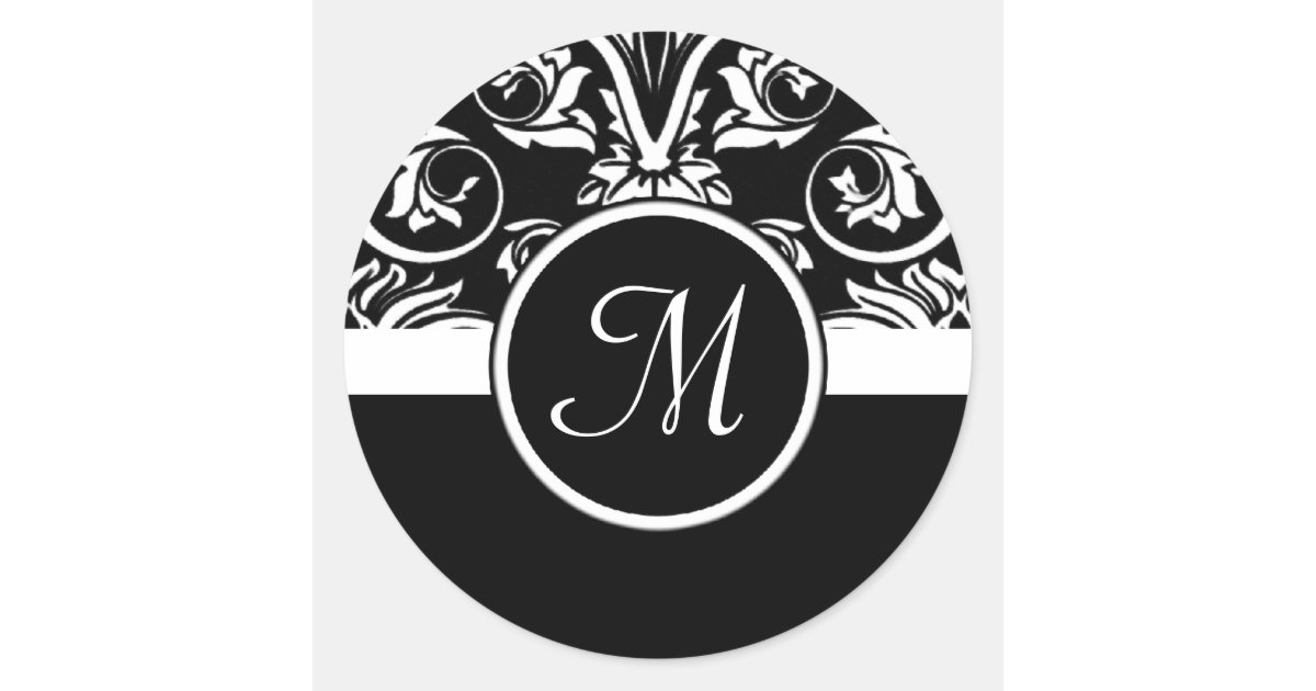 Black Insignia Monogram Envelope Seal Sticker | Zazzle
