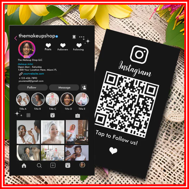Black Instagram QR CODE Business Card | Zazzle
