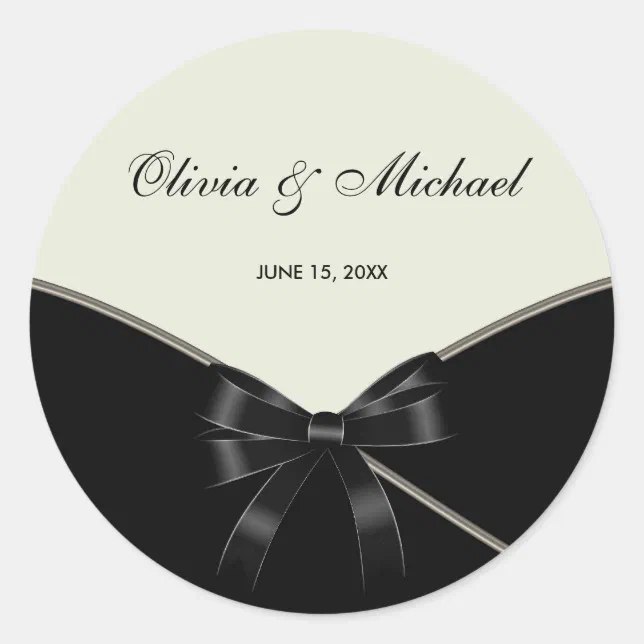 Black Ivory Cream Wedding Favor Label Stickers | Zazzle